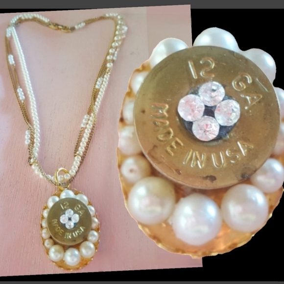 Vintage | Jewelry | Vtg Gold 2 Guage Shot Gun Shell Usa Rhinestone ...